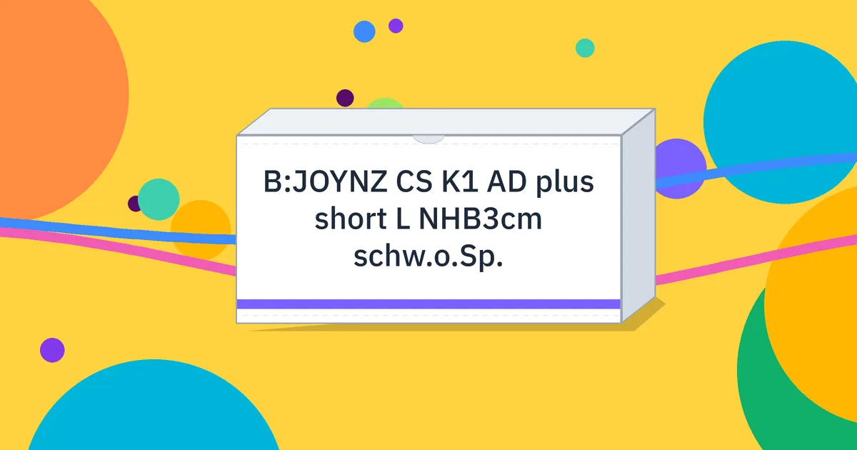 Symbolbild: Packung mit der Aufschrift B:JOYNZ CS K1 AD plus short L NHB3cm schw.o.Sp. (PZN 20526448) – Verfügbarkeit und Bezug in Apotheken in Frankfurt am Main