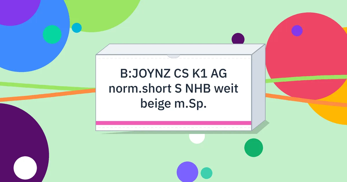 Symbolbild: Packung mit der Aufschrift B:JOYNZ CS K1 AG norm.short S NHB weit beige m.Sp. (PZN 20535565) – Verfügbarkeit und Bezug in Apotheken in Frankfurt am Main