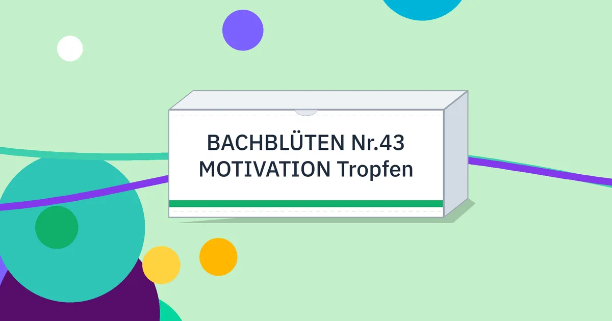 Symbolbild: Packung mit der Aufschrift BACHBLÜTEN Nr.43 MOTIVATION Tropfen (PZN 19850190) – Verfügbarkeit und Bezug in Apotheken in Frankfurt am Main