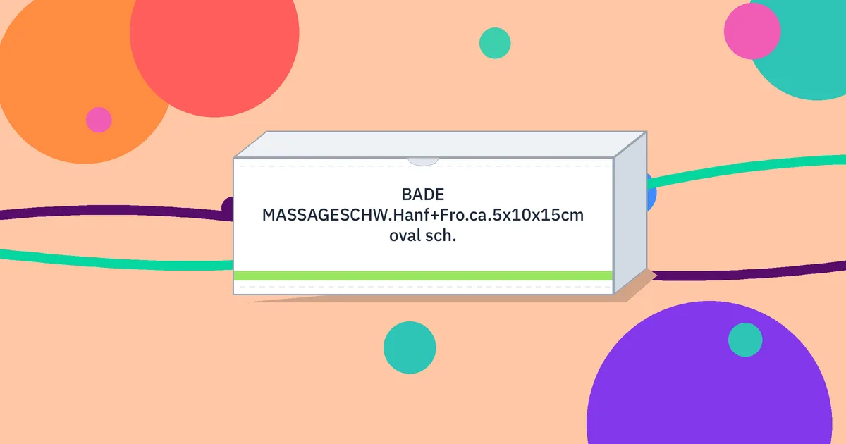 Symbolbild: Packung mit der Aufschrift BADE MASSAGESCHW.Hanf+Fro.ca.5x10x15cm oval sch. (PZN 14154988) – Verfügbarkeit und Bezug in Apotheken in Frankfurt am Main