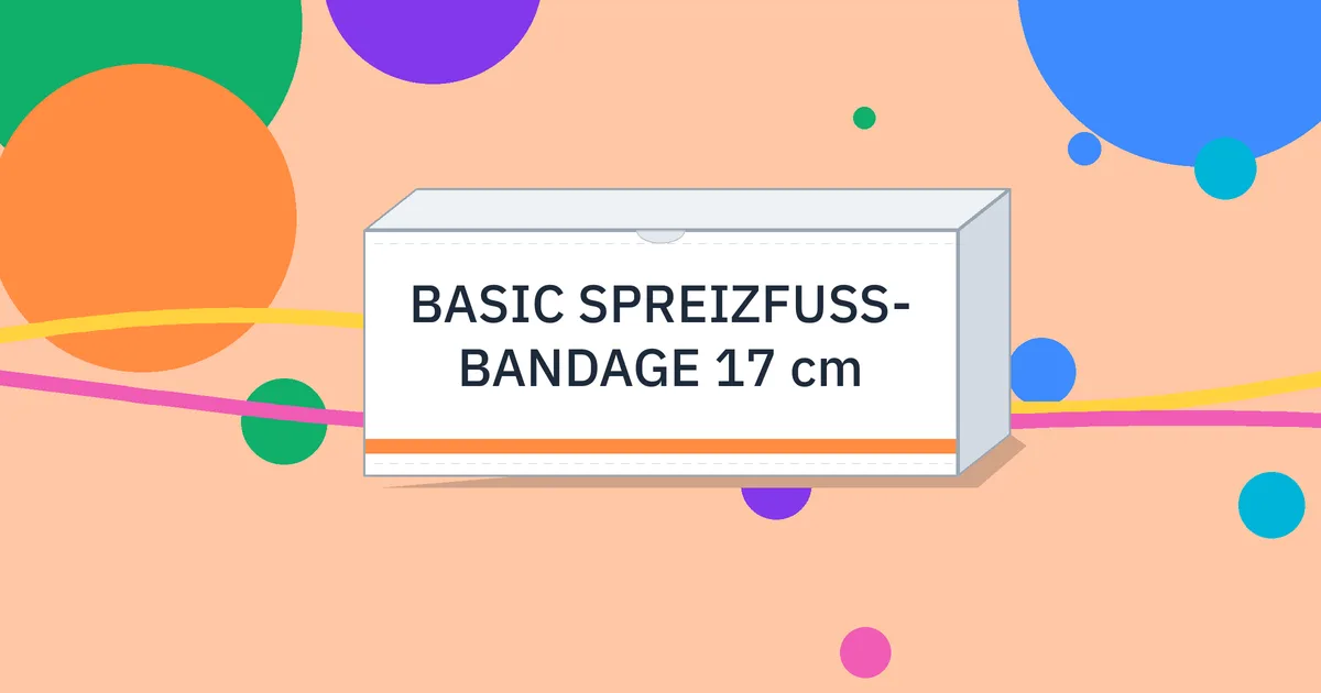 Symbolbild: Packung mit der Aufschrift BASIC SPREIZFUSS-BANDAGE 17 cm (PZN 15380988) – Verfügbarkeit und Bezug in Apotheken in Frankfurt am Main