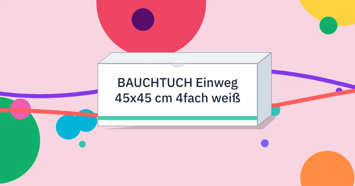 Symbolbild: Packung mit der Aufschrift BAUCHTUCH Einweg 45x45 cm 4fach weiß (PZN 00033459) – Verfügbarkeit und Bezug in Apotheken in Frankfurt am Main