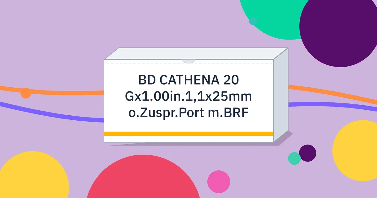 Symbolbild: Packung mit der Aufschrift BD CATHENA 20 Gx1.00in.1,1x25mm o.Zuspr.Port m.BRF (PZN 16934555) – Verfügbarkeit und Bezug in Apotheken in Frankfurt am Main
