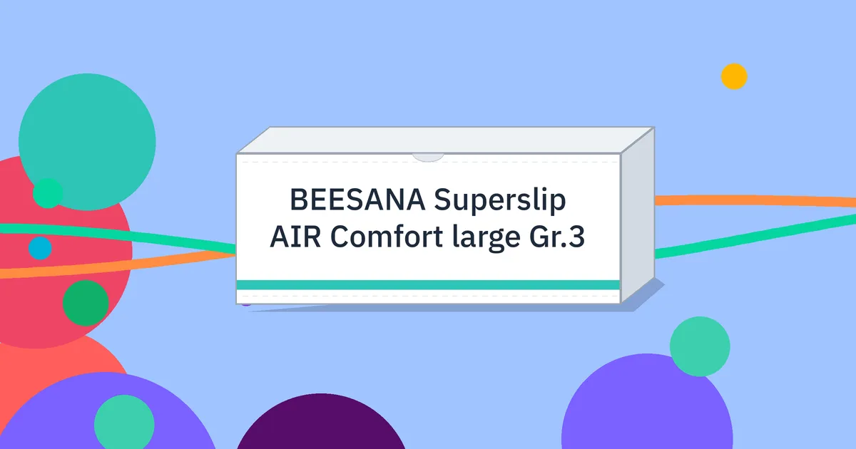 Symbolbild: Packung mit der Aufschrift BEESANA Superslip AIR Comfort large Gr.3 (PZN 10061913) – Verfügbarkeit und Bezug in Apotheken in Frankfurt am Main