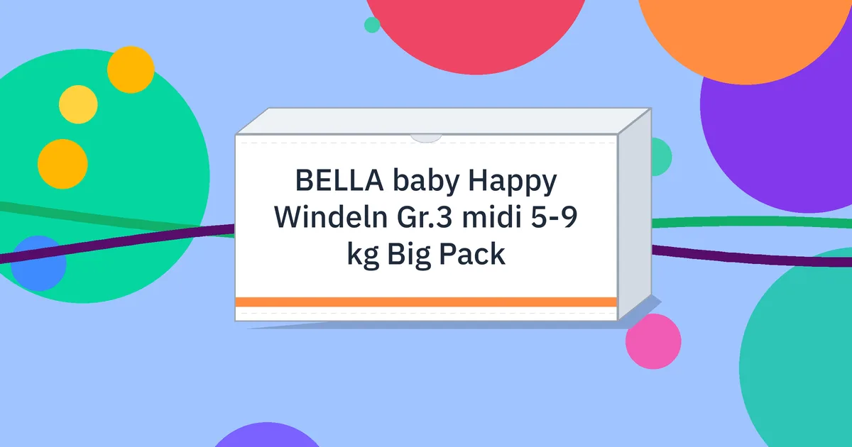 Symbolbild: Packung mit der Aufschrift BELLA baby Happy Windeln Gr.3 midi 5-9 kg Big Pack (PZN 19876166) – Verfügbarkeit und Bezug in Apotheken in Frankfurt am Main