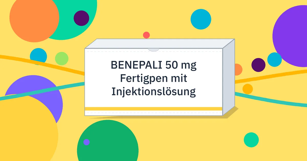 Symbolbild: Packung mit der Aufschrift BENEPALI 50 mg Fertigpen mit Injektionslösung (PZN 11558001) – Verfügbarkeit und Bezug in Apotheken in Frankfurt am Main