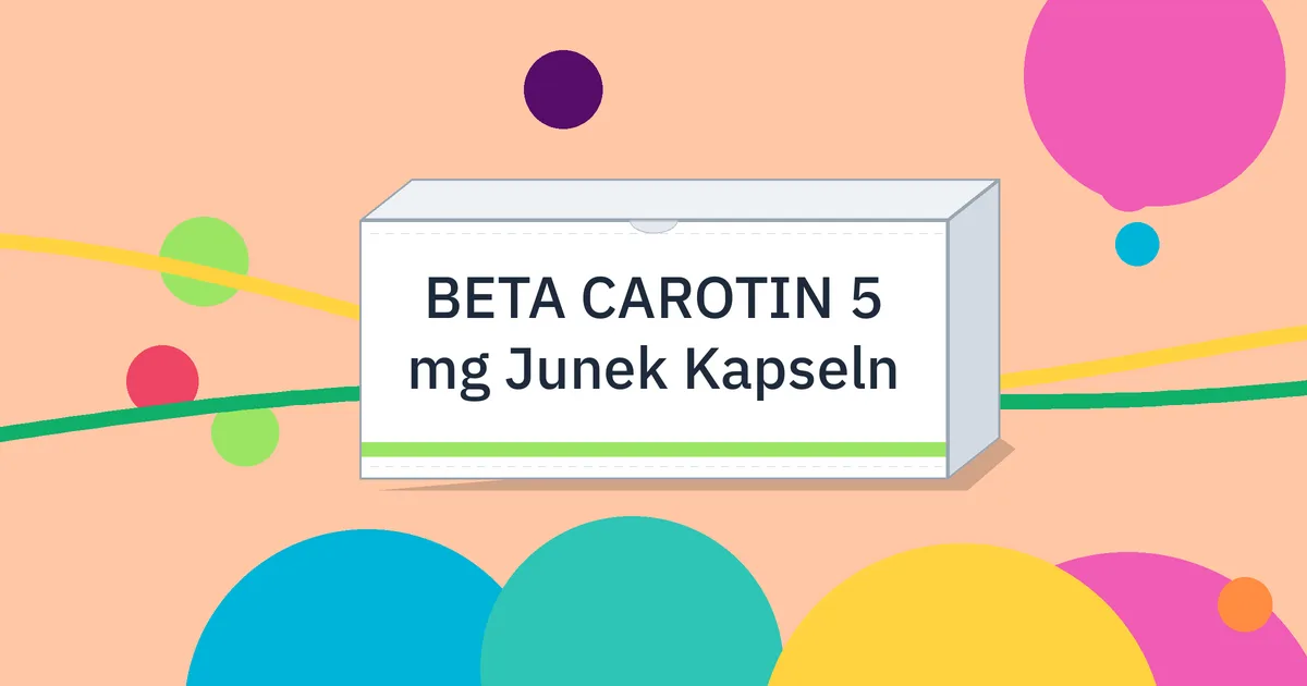Symbolbild: Packung mit der Aufschrift BETA CAROTIN 5 mg Junek Kapseln (PZN 07085689) – Verfügbarkeit und Bezug in Apotheken in Frankfurt am Main