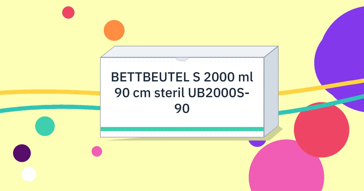 Symbolbild: Packung mit der Aufschrift BETTBEUTEL S 2000 ml 90 cm steril UB2000S-90 (PZN 18728179) – Verfügbarkeit und Bezug in Apotheken in Frankfurt am Main