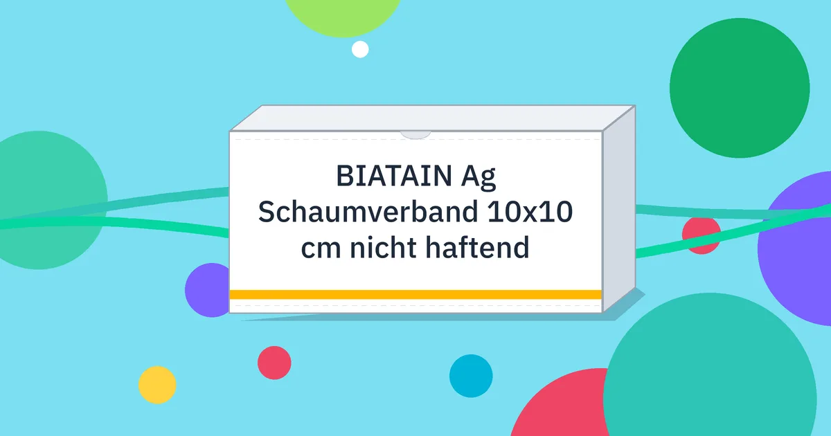 Symbolbild: Packung mit der Aufschrift BIATAIN Ag Schaumverband 10x10 cm nicht haftend (PZN 14331373) – Verfügbarkeit und Bezug in Apotheken in Frankfurt am Main