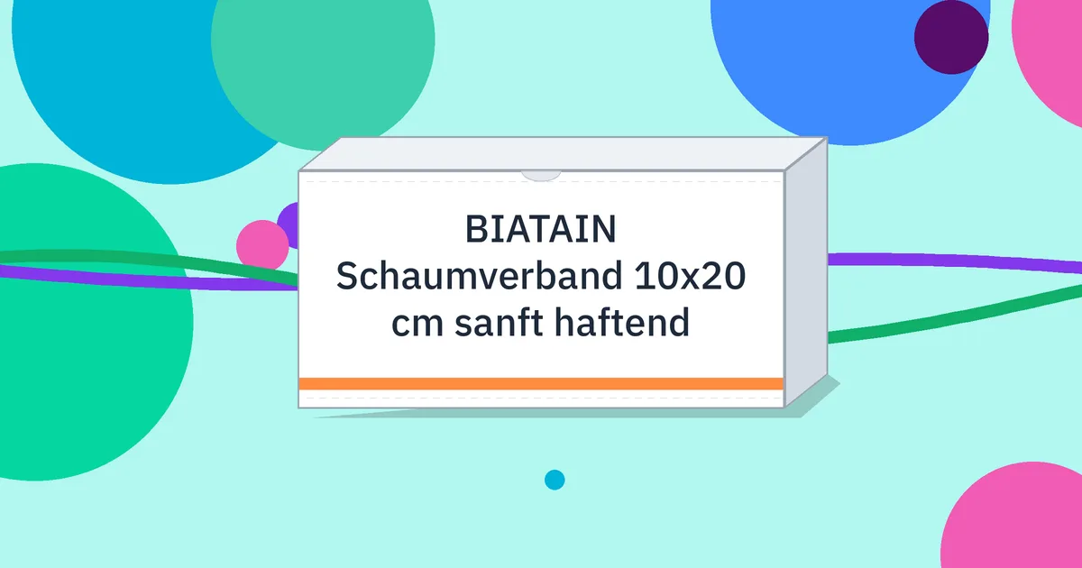Symbolbild: Packung mit der Aufschrift BIATAIN Schaumverband 10x20 cm sanft haftend (PZN 14331663) – Verfügbarkeit und Bezug in Apotheken in Frankfurt am Main