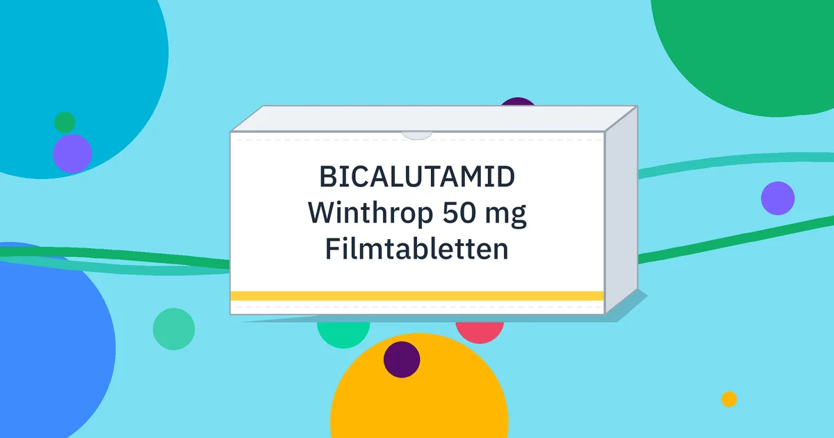 Symbolbild: Packung mit der Aufschrift BICALUTAMID Winthrop 50 mg Filmtabletten (PZN 02498139) – Verfügbarkeit und Bezug in Apotheken in Frankfurt am Main