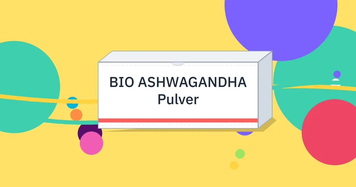 Symbolbild: Packung mit der Aufschrift BIO ASHWAGANDHA Pulver (PZN 11071115) – Verfügbarkeit und Bezug in Apotheken in Frankfurt am Main