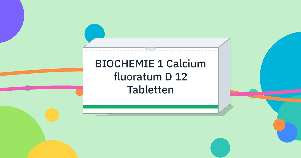 Symbolbild: Packung mit der Aufschrift BIOCHEMIE 1 Calcium fluoratum D 12 Tabletten (PZN 04130432) – Verfügbarkeit und Bezug in Apotheken in Frankfurt am Main