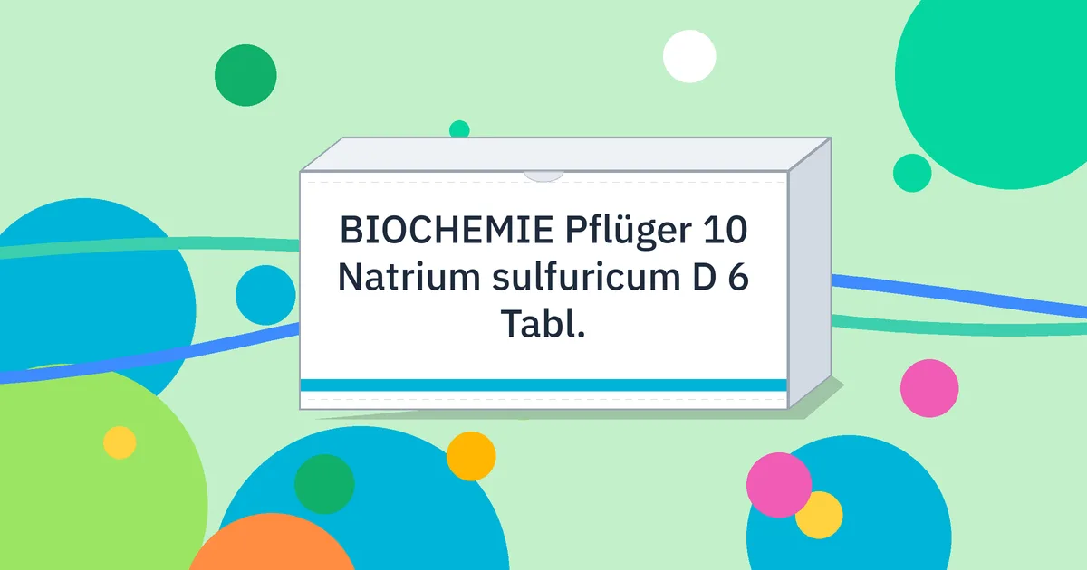 Symbolbild: Packung mit der Aufschrift BIOCHEMIE Pflüger 10 Natrium sulfuricum D 6 Tabl. (PZN 06319702) – Verfügbarkeit und Bezug in Apotheken in Frankfurt am Main