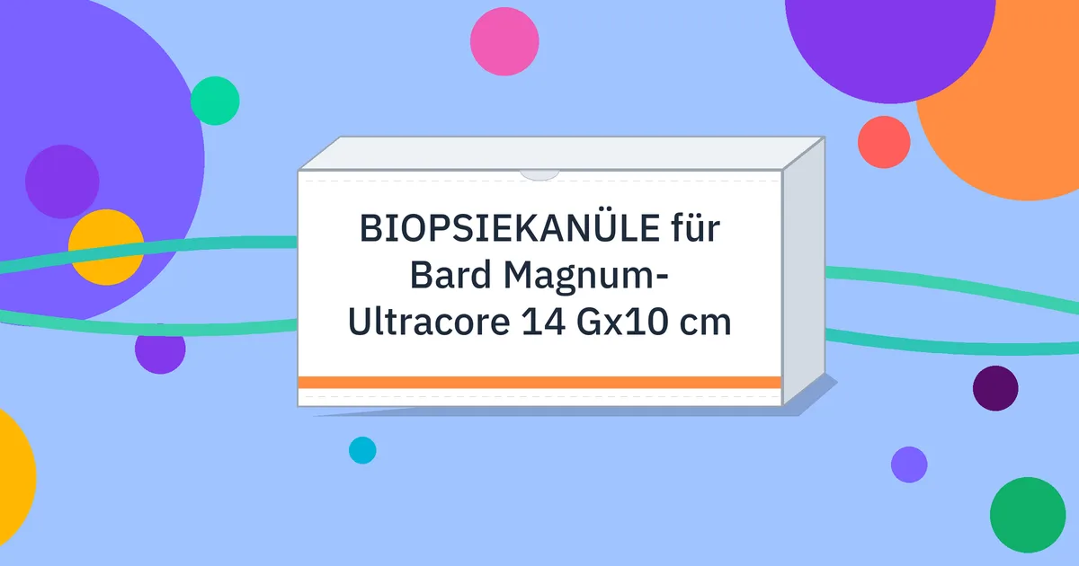 Symbolbild: Packung mit der Aufschrift BIOPSIEKANÜLE für Bard Magnum-Ultracore 14 Gx10 cm (PZN 07096687) – Verfügbarkeit und Bezug in Apotheken in Frankfurt am Main