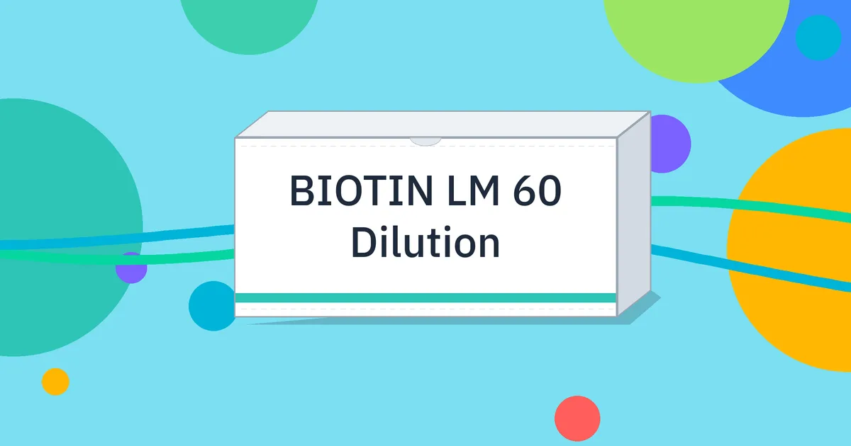 Symbolbild: Packung mit der Aufschrift BIOTIN LM 60 Dilution (PZN 12794519) – Verfügbarkeit und Bezug in Apotheken in Frankfurt am Main