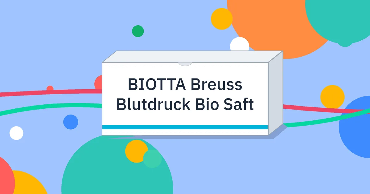 Symbolbild: Packung mit der Aufschrift BIOTTA Breuss Blutdruck Bio Saft (PZN 17125875) – Verfügbarkeit und Bezug in Apotheken in Frankfurt am Main
