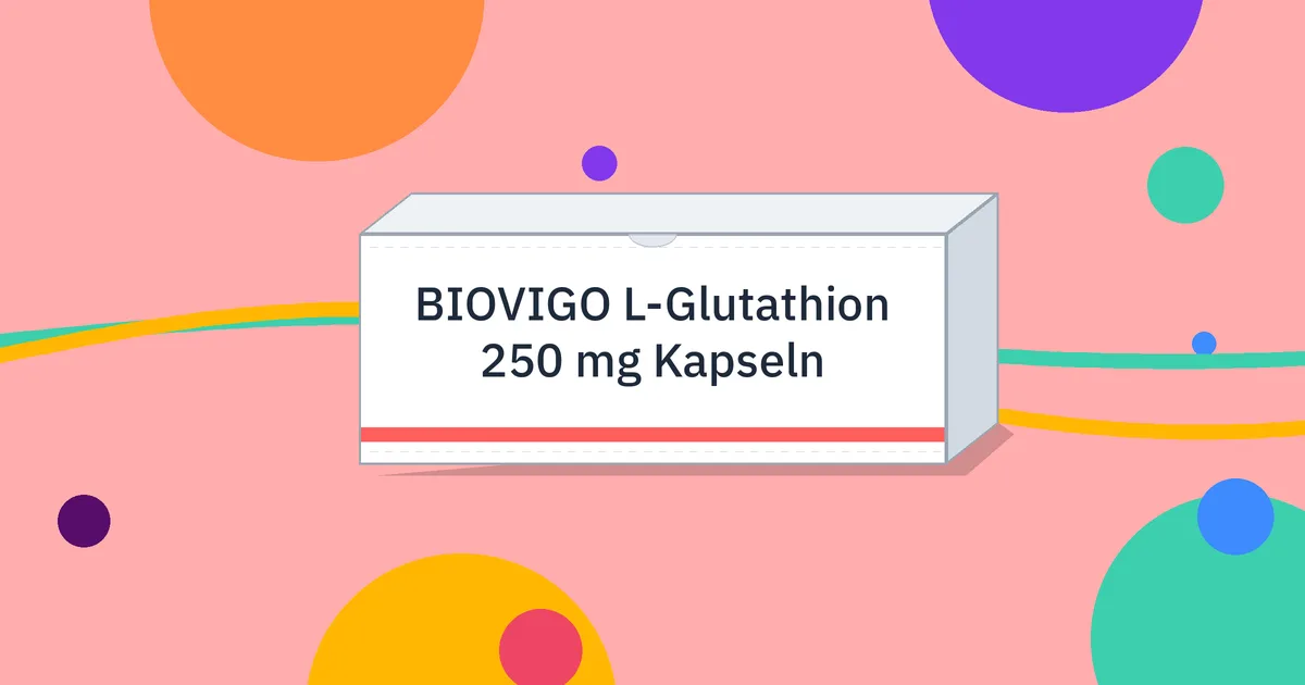 Symbolbild: Packung mit der Aufschrift BIOVIGO L-Glutathion 250 mg Kapseln (PZN 18267844) – Verfügbarkeit und Bezug in Apotheken in Frankfurt am Main