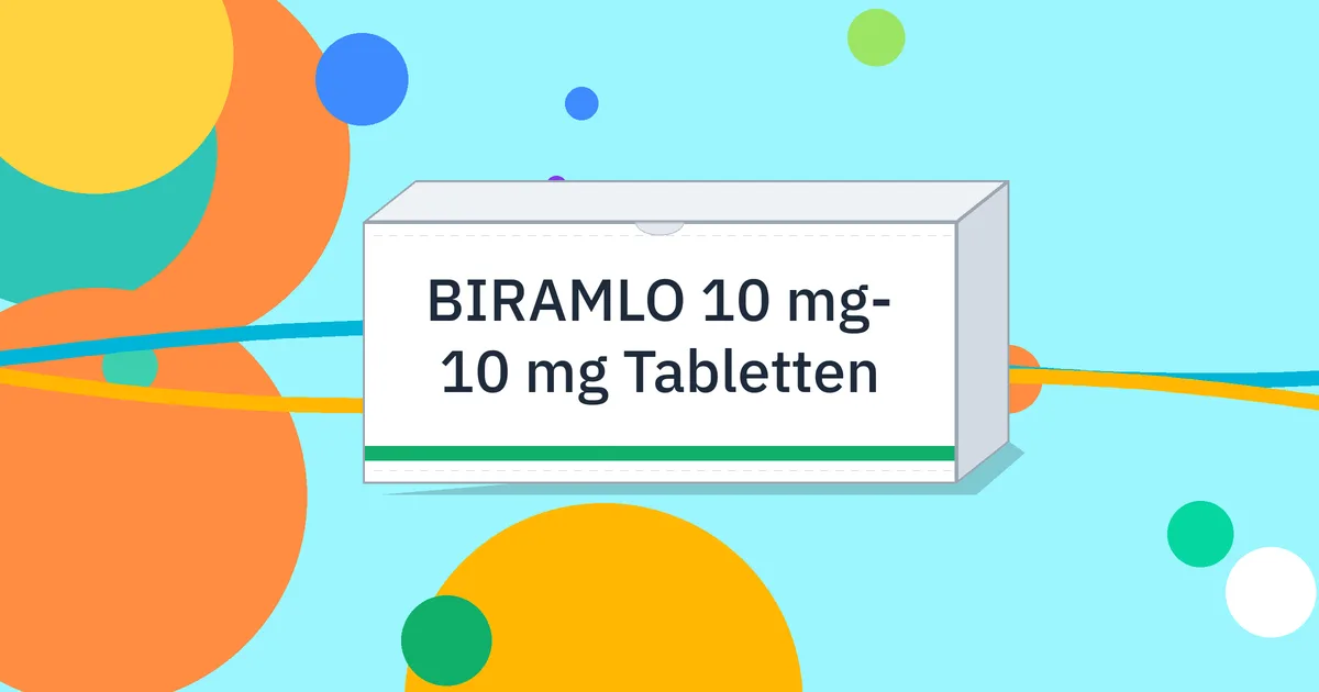 Symbolbild: Packung mit der Aufschrift BIRAMLO 10 mg-10 mg Tabletten (PZN 12450168) – Verfügbarkeit und Bezug in Apotheken in Frankfurt am Main