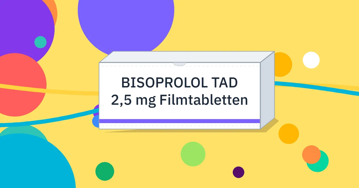 Symbolbild: Packung mit der Aufschrift BISOPROLOL TAD 2,5 mg Filmtabletten (PZN 10183964) – Verfügbarkeit und Bezug in Apotheken in Frankfurt am Main