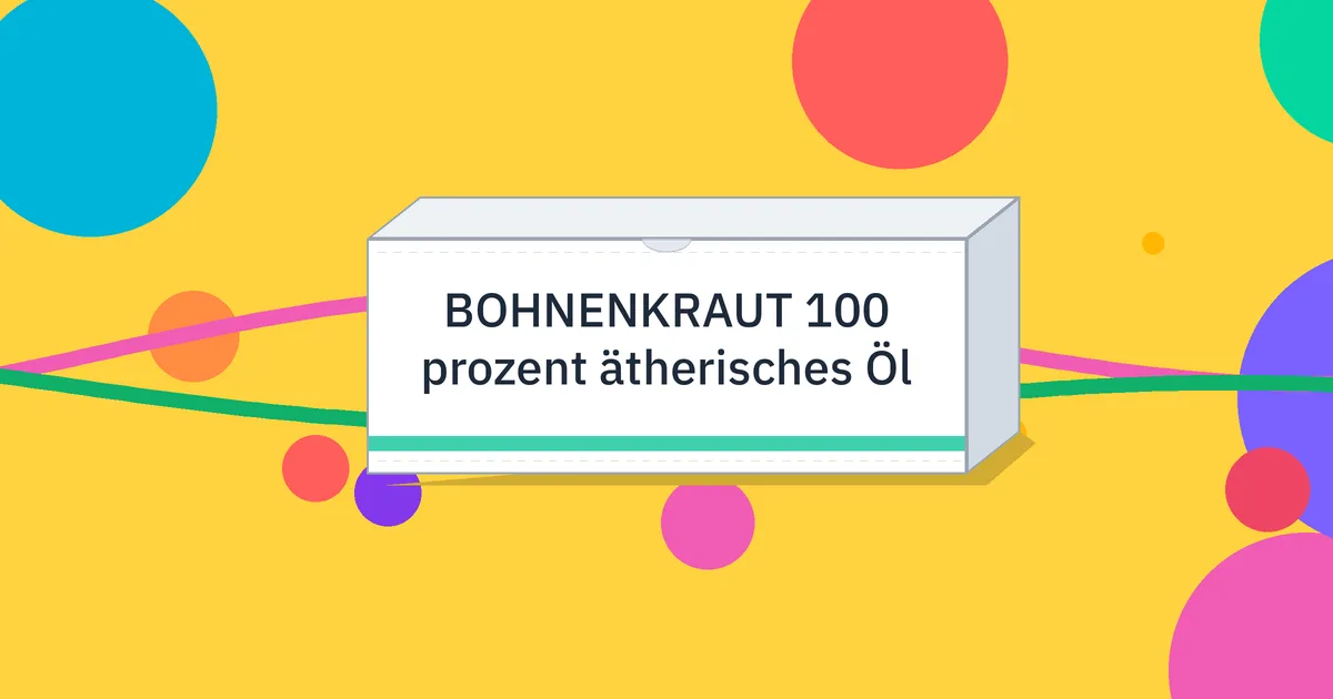 Symbolbild: Packung mit der Aufschrift BOHNENKRAUT 100 prozent ätherisches Öl (PZN 07204326) – Verfügbarkeit und Bezug in Apotheken in Frankfurt am Main