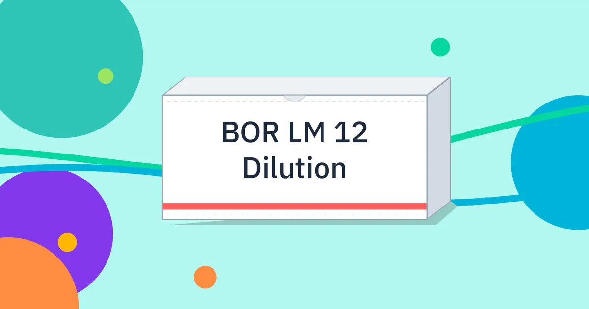 Symbolbild: Packung mit der Aufschrift BOR LM 12 Dilution (PZN 12795654) – Verfügbarkeit und Bezug in Apotheken in Frankfurt am Main