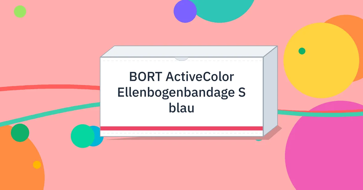 Symbolbild: Packung mit der Aufschrift BORT ActiveColor Ellenbogenbandage S blau (PZN 06914505) – Verfügbarkeit und Bezug in Apotheken in Frankfurt am Main