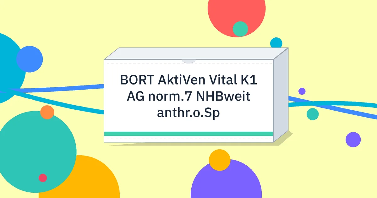 Symbolbild: Packung mit der Aufschrift BORT AktiVen Vital K1 AG norm.7 NHBweit anthr.o.Sp (PZN 13733684) – Verfügbarkeit und Bezug in Apotheken in Frankfurt am Main