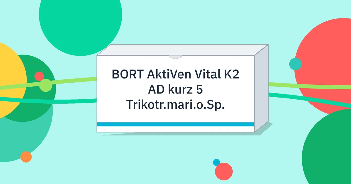 Symbolbild: Packung mit der Aufschrift BORT AktiVen Vital K2 AD kurz 5 Trikotr.mari.o.Sp. (PZN 13727778) – Verfügbarkeit und Bezug in Apotheken in Frankfurt am Main