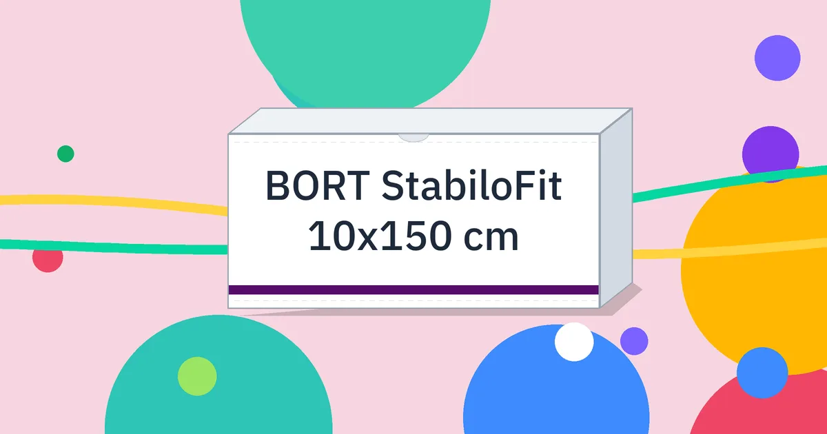 Symbolbild: Packung mit der Aufschrift BORT StabiloFit 10x150 cm (PZN 01140536) – Verfügbarkeit und Bezug in Apotheken in Frankfurt am Main