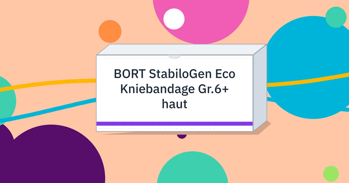 Symbolbild: Packung mit der Aufschrift BORT StabiloGen Eco Kniebandage Gr.6+ haut (PZN 16845426) – Verfügbarkeit und Bezug in Apotheken in Frankfurt am Main
