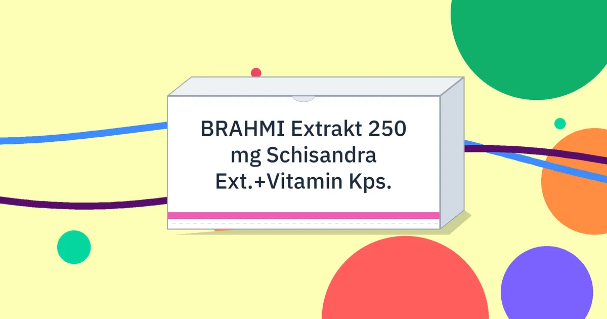 Symbolbild: Packung mit der Aufschrift BRAHMI Extrakt 250 mg Schisandra Ext.+Vitamin Kps. (PZN 19282165) – Verfügbarkeit und Bezug in Apotheken in Frankfurt am Main