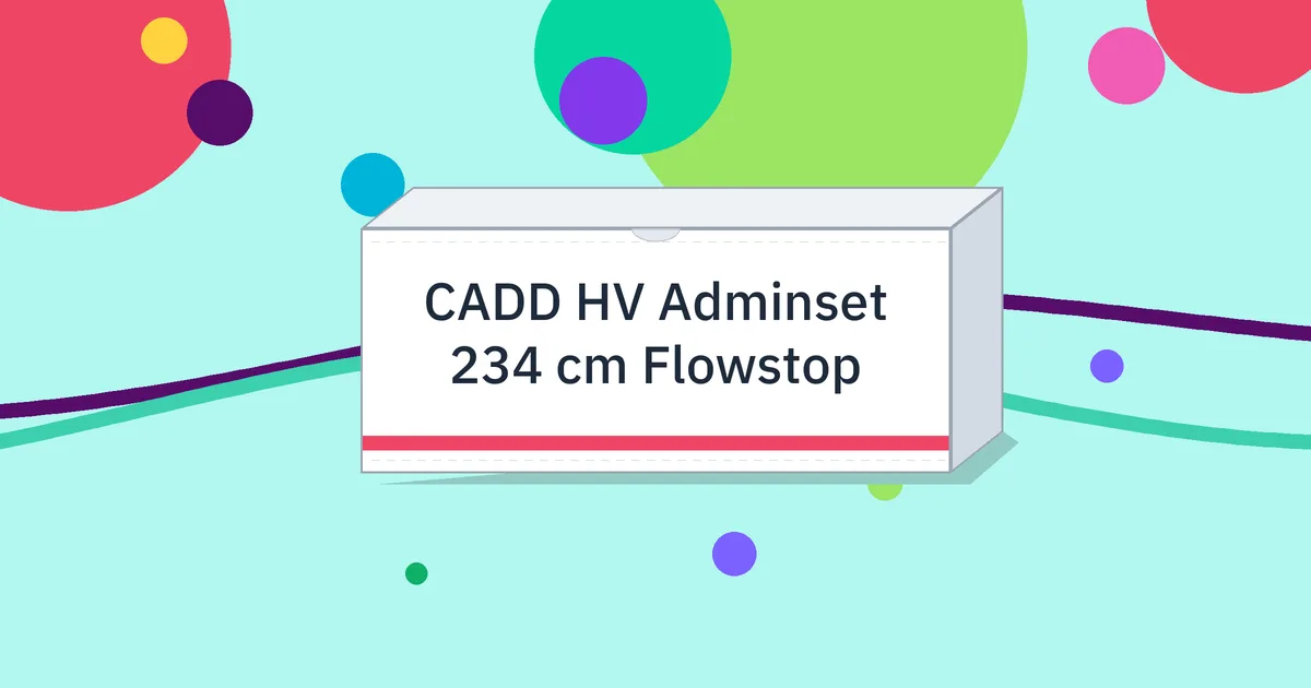 Symbolbild: Packung mit der Aufschrift CADD HV Adminset 234 cm Flowstop (PZN 11242195) – Verfügbarkeit und Bezug in Apotheken in Frankfurt am Main