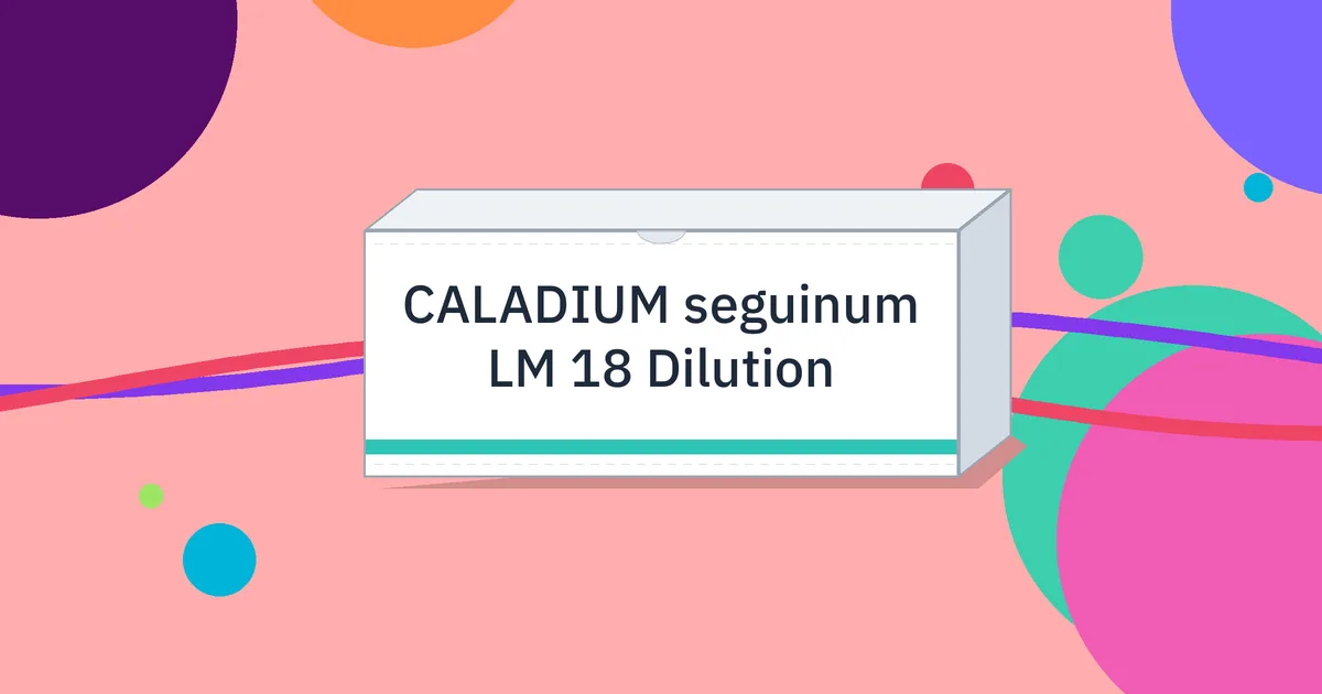 Symbolbild: Packung mit der Aufschrift CALADIUM seguinum LM 18 Dilution (PZN 13404012) – Verfügbarkeit und Bezug in Apotheken in Frankfurt am Main