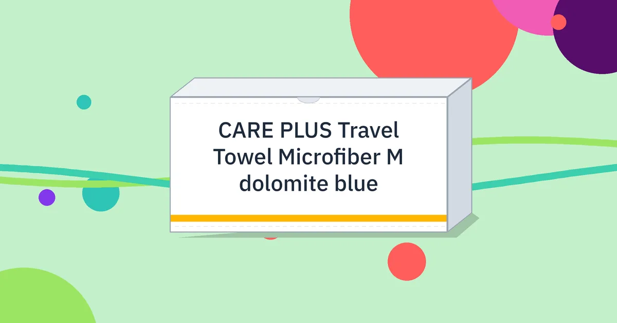 Symbolbild: Packung mit der Aufschrift CARE PLUS Travel Towel Microfiber M dolomite blue (PZN 16681893) – Verfügbarkeit und Bezug in Apotheken in Frankfurt am Main