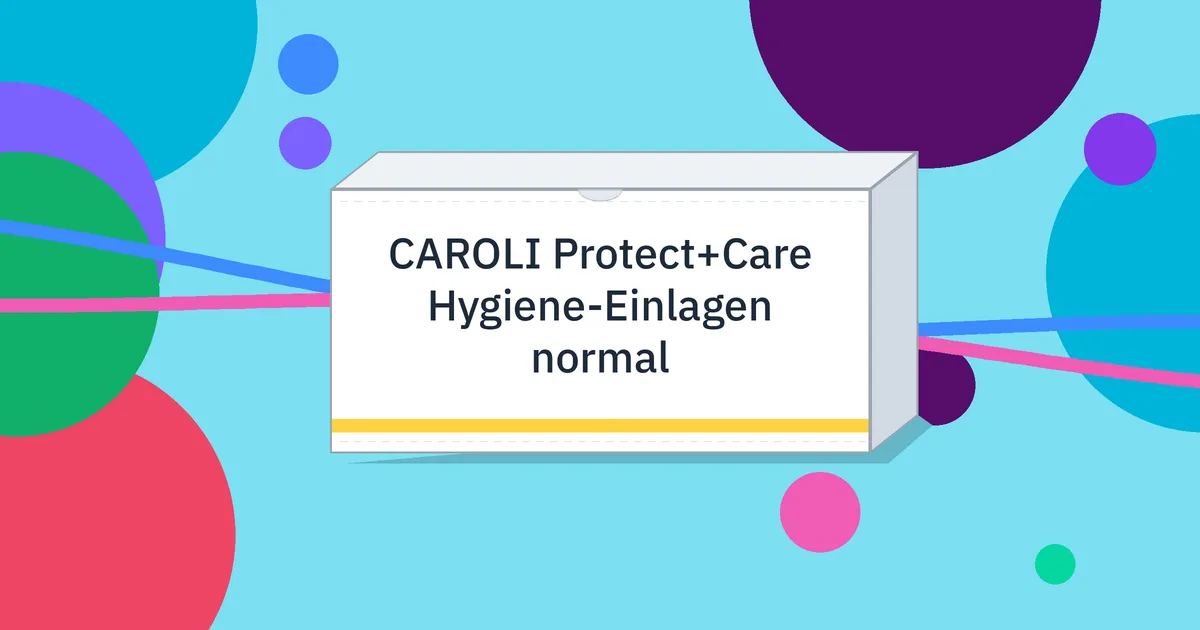 Symbolbild: Packung mit der Aufschrift CAROLI Protect+Care Hygiene-Einlagen normal (PZN 11054200) – Verfügbarkeit und Bezug in Apotheken in Frankfurt am Main