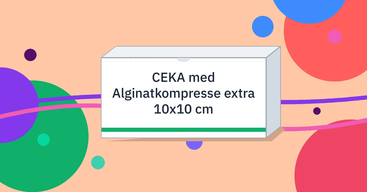 Symbolbild: Packung mit der Aufschrift CEKA med Alginatkompresse extra 10x10 cm (PZN 19276785) – Verfügbarkeit und Bezug in Apotheken in Frankfurt am Main