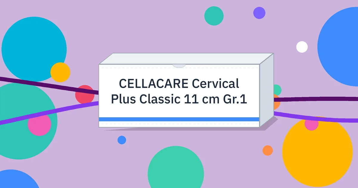 Symbolbild: Packung mit der Aufschrift CELLACARE Cervical Plus Classic 11 cm Gr.1 (PZN 20549403) – Verfügbarkeit und Bezug in Apotheken in Frankfurt am Main