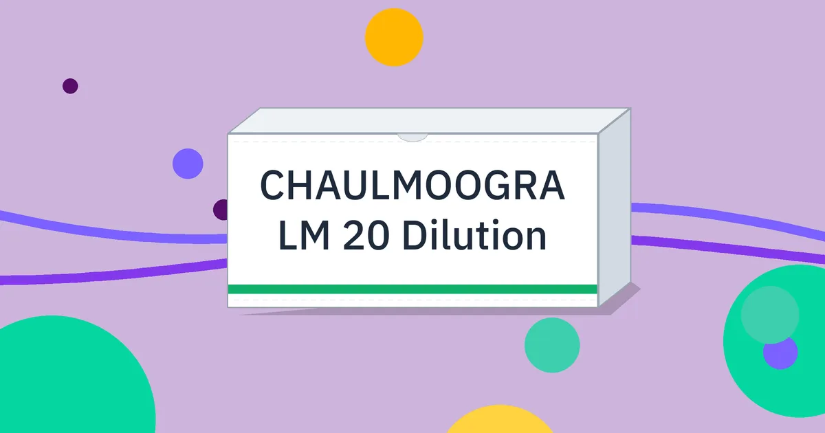 Symbolbild: Packung mit der Aufschrift CHAULMOOGRA LM 20 Dilution (PZN 13439068) – Verfügbarkeit und Bezug in Apotheken in Frankfurt am Main