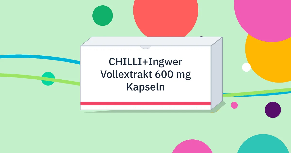 Symbolbild: Packung mit der Aufschrift CHILLI+Ingwer Vollextrakt 600 mg Kapseln (PZN 12725783) – Verfügbarkeit und Bezug in Apotheken in Frankfurt am Main
