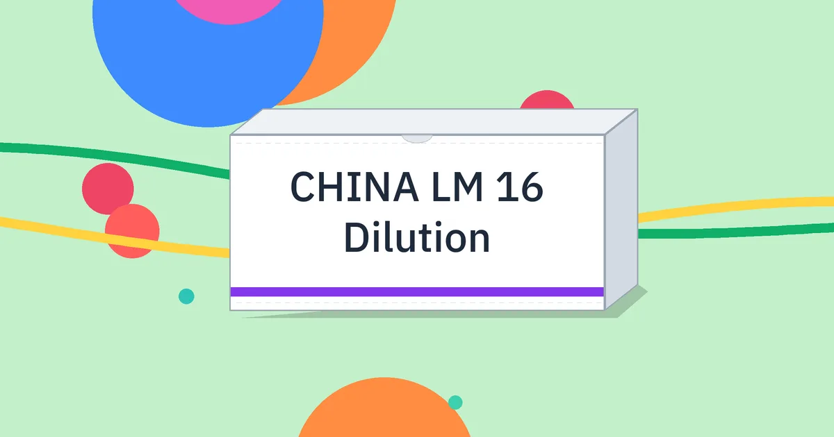 Symbolbild: Packung mit der Aufschrift CHINA LM 16 Dilution (PZN 12813843) – Verfügbarkeit und Bezug in Apotheken in Frankfurt am Main