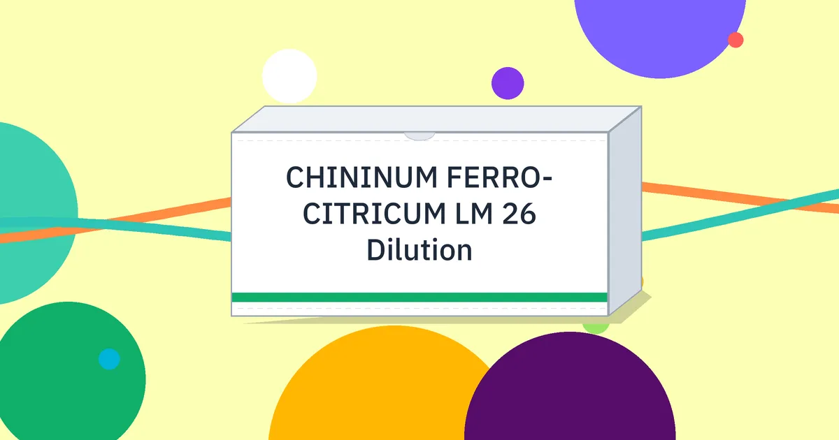Symbolbild: Packung mit der Aufschrift CHININUM FERRO-CITRICUM LM 26 Dilution (PZN 13442403) – Verfügbarkeit und Bezug in Apotheken in Frankfurt am Main