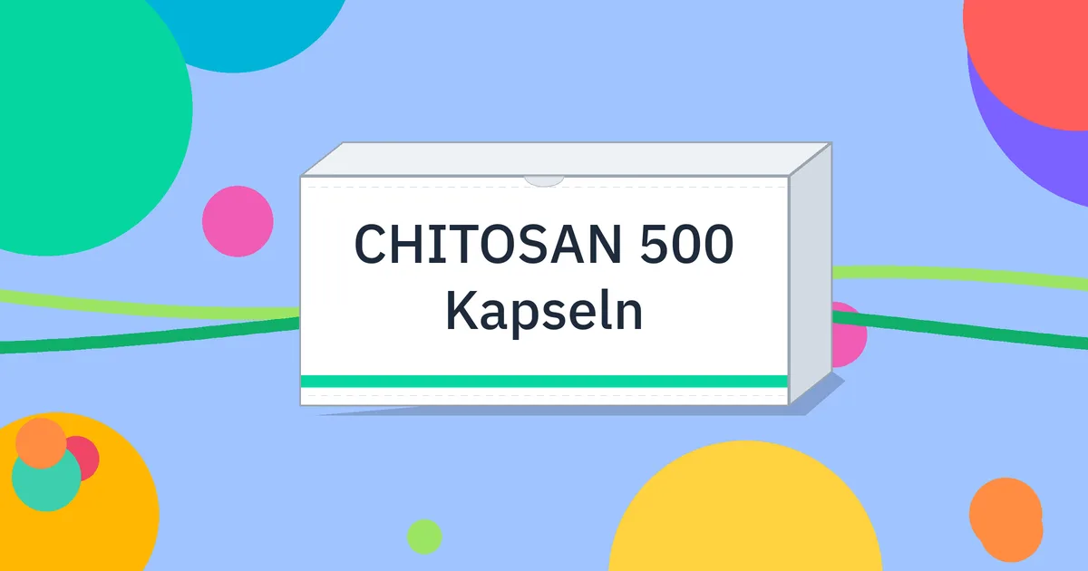 Symbolbild: Packung mit der Aufschrift CHITOSAN 500 Kapseln (PZN 15191365) – Verfügbarkeit und Bezug in Apotheken in Frankfurt am Main
