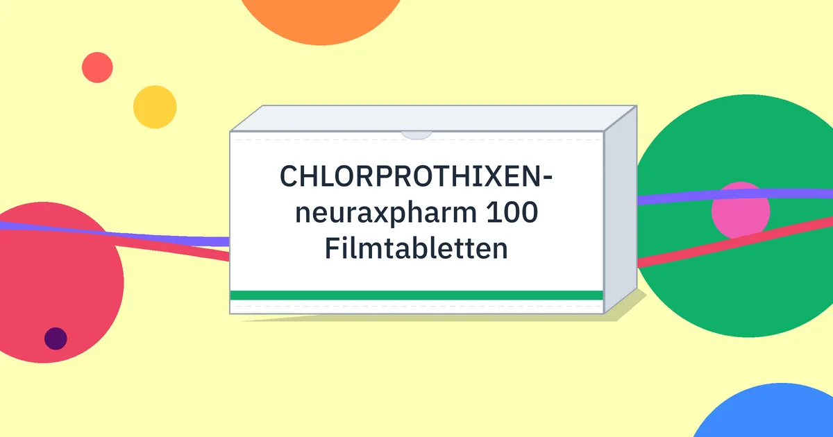 Symbolbild: Packung mit der Aufschrift CHLORPROTHIXEN-neuraxpharm 100 Filmtabletten (PZN 08515554) – Verfügbarkeit und Bezug in Apotheken in Frankfurt am Main