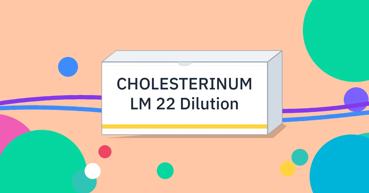 Symbolbild: Packung mit der Aufschrift CHOLESTERINUM LM 22 Dilution (PZN 12817456) – Verfügbarkeit und Bezug in Apotheken in Frankfurt am Main