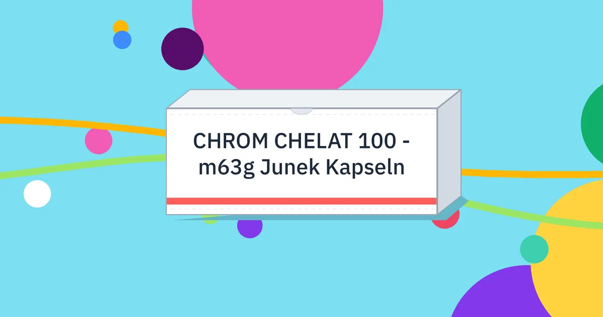 Symbolbild: Packung mit der Aufschrift CHROM CHELAT 100 -m63g Junek Kapseln (PZN 10304793) – Verfügbarkeit und Bezug in Apotheken in Frankfurt am Main