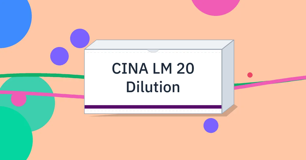 Symbolbild: Packung mit der Aufschrift CINA LM 20 Dilution (PZN 12819596) – Verfügbarkeit und Bezug in Apotheken in Frankfurt am Main