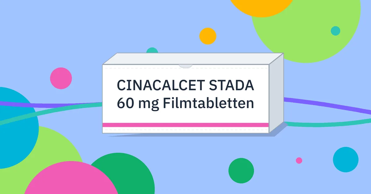 Symbolbild: Packung mit der Aufschrift CINACALCET STADA 60 mg Filmtabletten (PZN 16866210) – Verfügbarkeit und Bezug in Apotheken in Frankfurt am Main