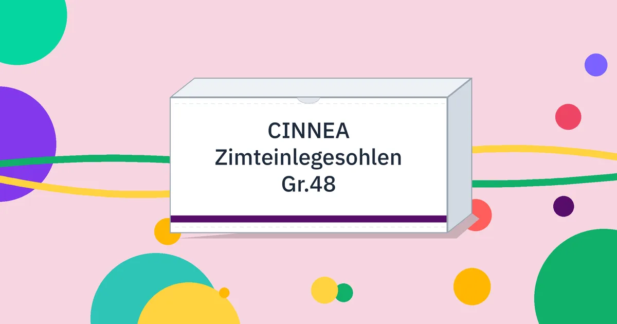 Symbolbild: Packung mit der Aufschrift CINNEA Zimteinlegesohlen Gr.48 (PZN 01910862) – Verfügbarkeit und Bezug in Apotheken in Frankfurt am Main