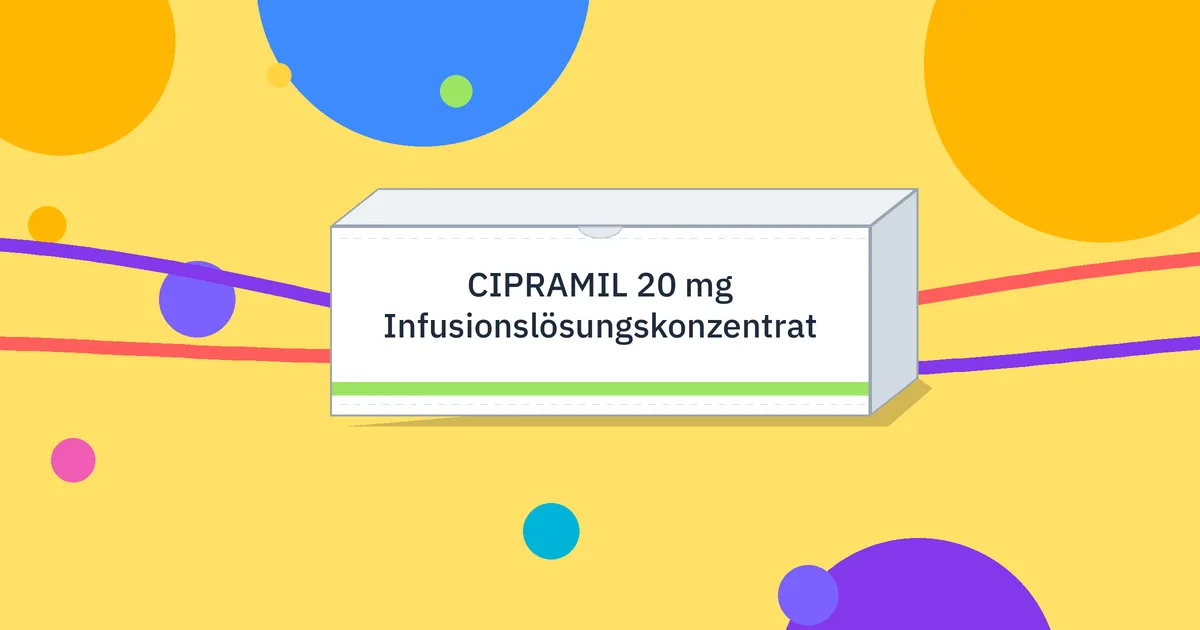 Symbolbild: Packung mit der Aufschrift CIPRAMIL 20 mg Infusionslösungskonzentrat (PZN 02195284) – Verfügbarkeit und Bezug in Apotheken in Frankfurt am Main